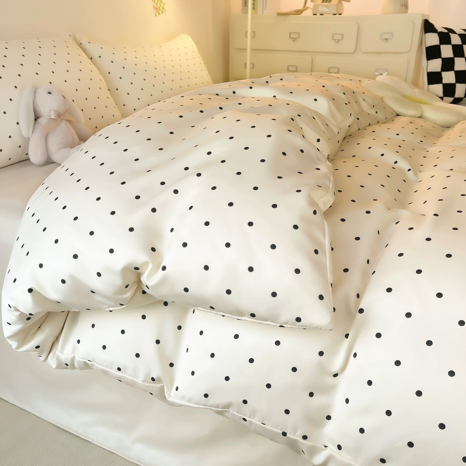 Polka Dot Satin Duvet Cover Set – Coquette Aesthetic Bedding Set – The ...